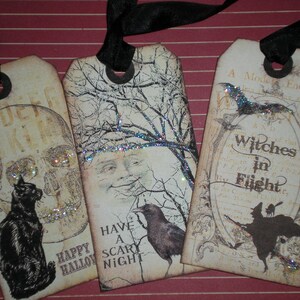 Halloween Tags, Set of 6, Vintage Style, With Glitter - Etsy