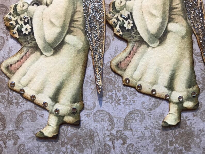 Angel Tags, Set of 2, Extra Large, With Crystal Rhinestones and Glitter ...
