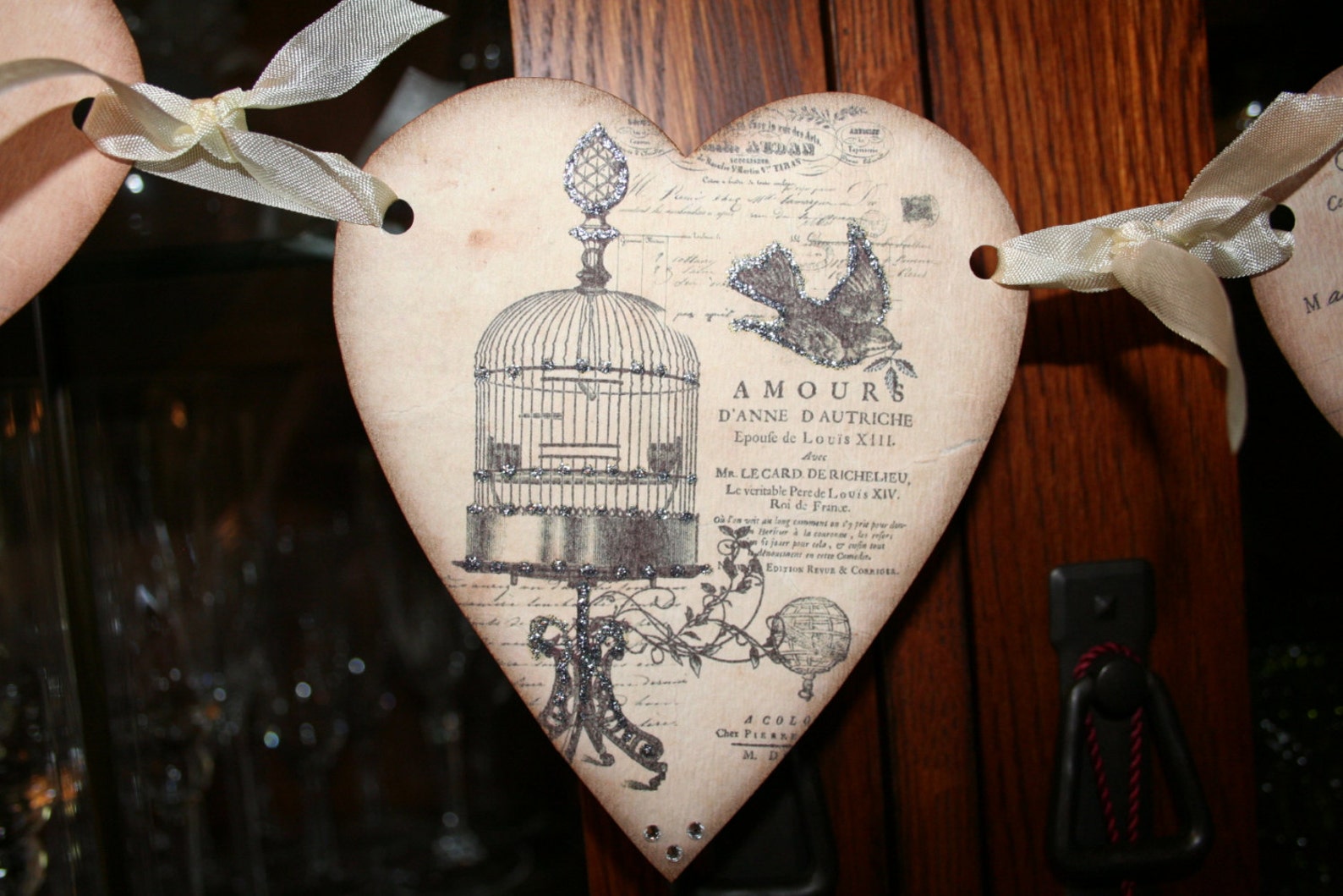Heart Garland / Banner With Silver German Glitter and Rhinestones. - Etsy