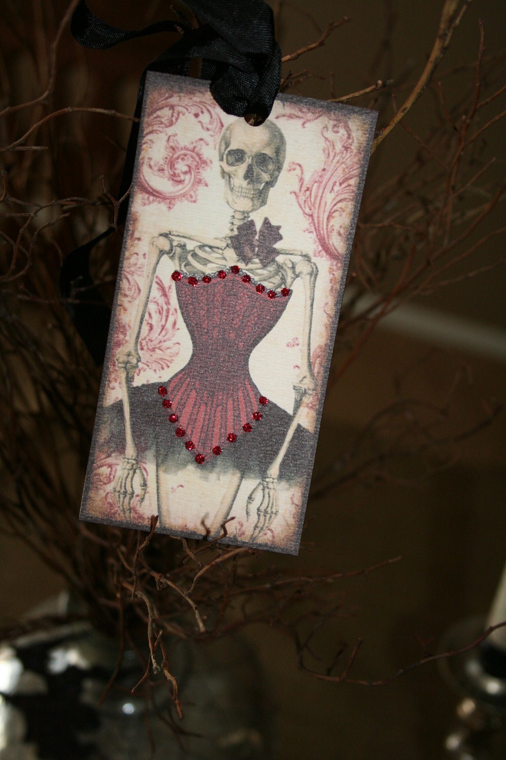 Set of 4 Dressed Skeleton Tags With Stickles Glitter. - Etsy