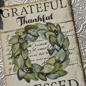 Set of 4 Grateful / Thankful / Blessed Tags With Crystal Rhinestones ...