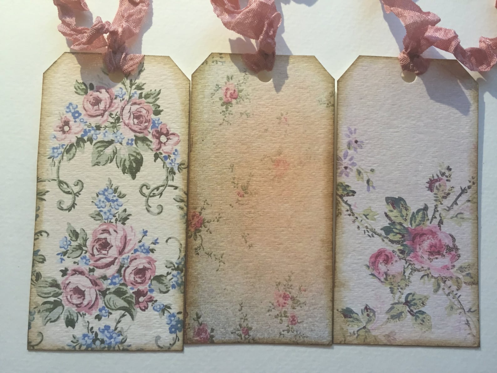 Set of 6, Plus 1 FREE!! Vintage Inspired Wallpaper Tags. Crinkled Seam ...