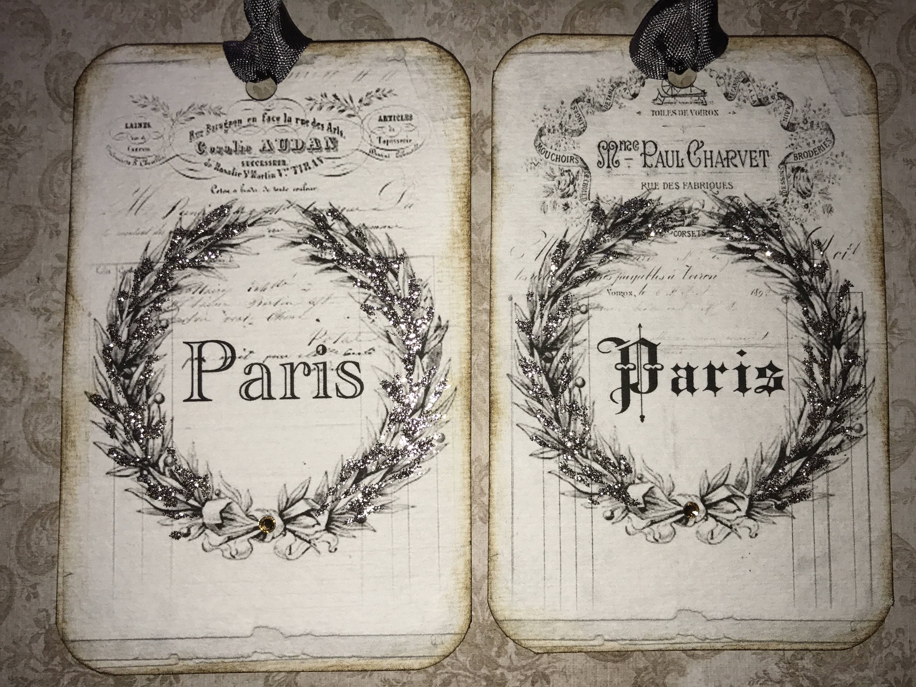 French Script Inspired Vintage Tags Set of 4 Designs With - Etsy