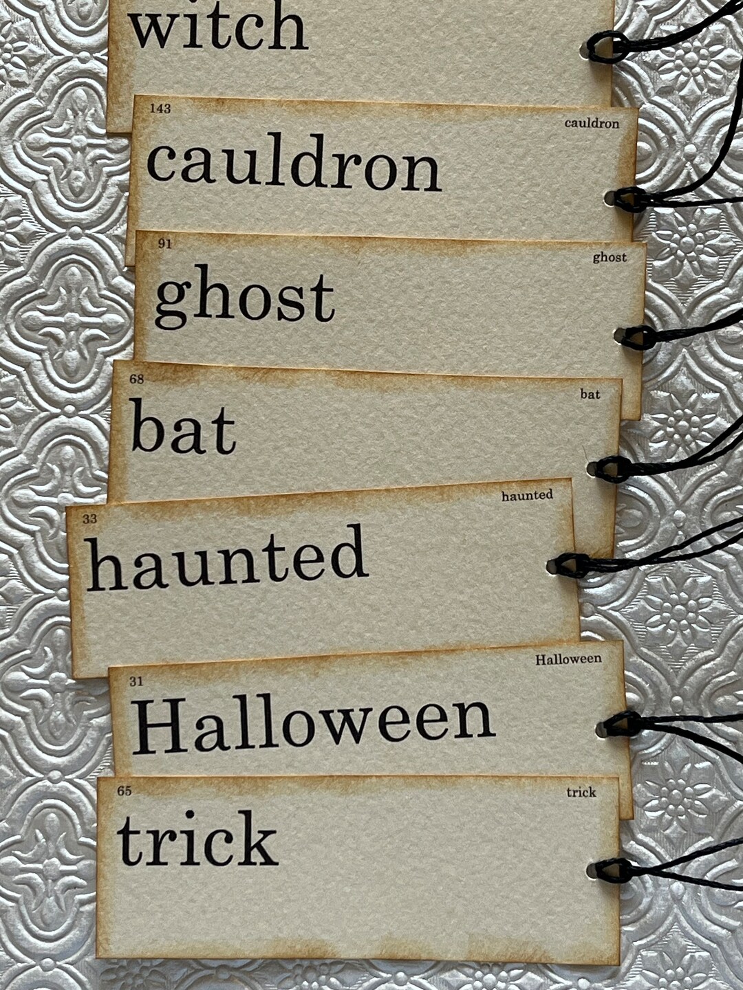 Halloween Flash Card Tags, Set of 14, Black Twine Ties. - Etsy