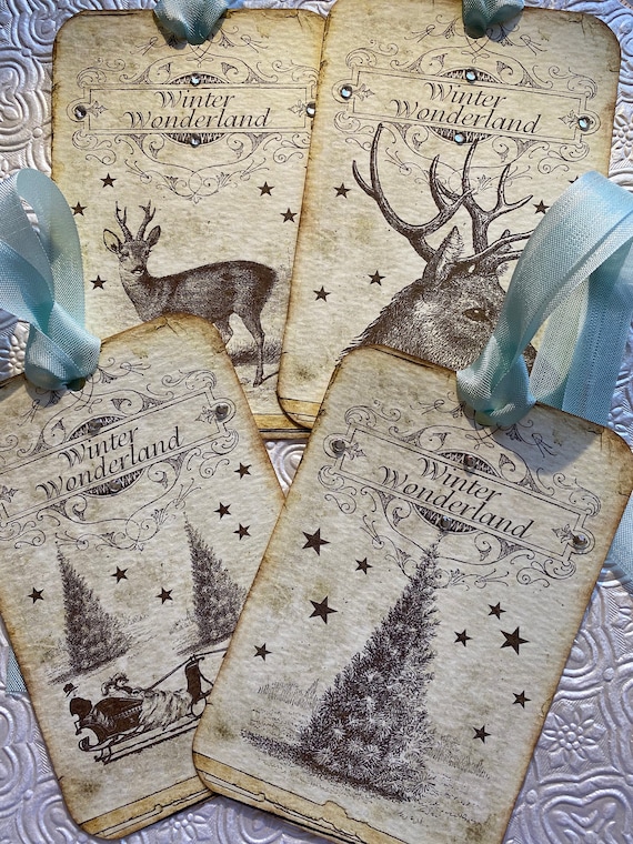 Set of 4 Winter Wonderland Holiday/Christmas tags with | Etsy