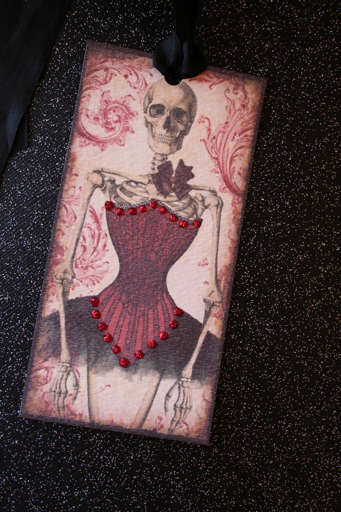 Set of 4 Dressed Skeleton Tags With Stickles Glitter. - Etsy