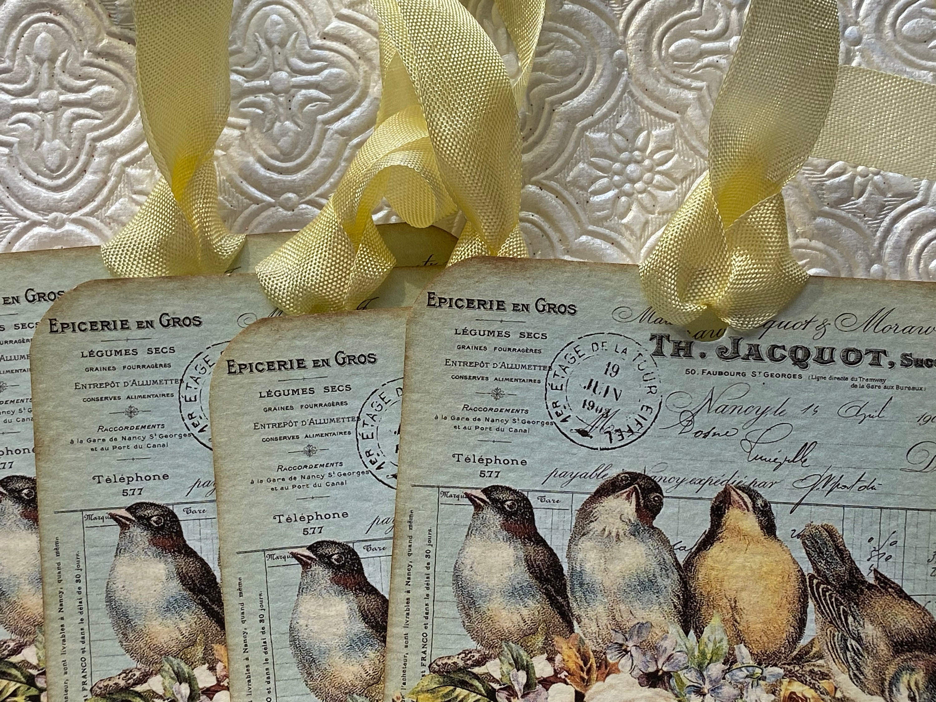 Set of 4 vintage inspired Bird tags. | Etsy