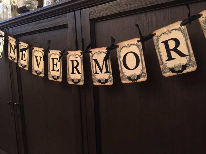 NEVERMORE Banner Black Glitter Letters Rhinestone - Etsy