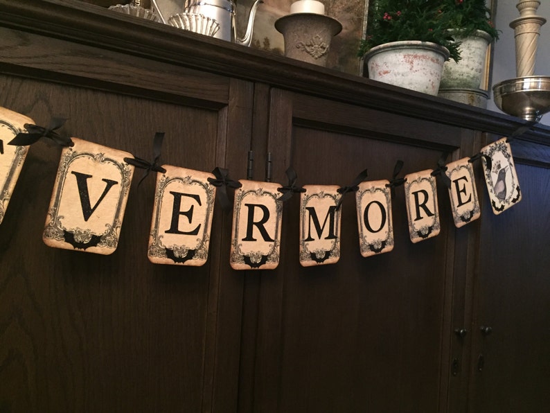 NEVERMORE Banner Black Glitter Letters Rhinestone - Etsy