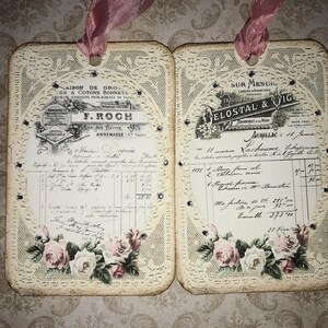 French Inspired Tags, Set of 4 Different Designs With Crystal ...