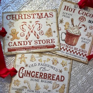 Set of 6 Holiday/ Christmas Tags, Candy Cane, Gingerbread, Hot Cocoa - Etsy