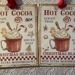 Set of 6 Holiday/ Christmas Tags, Candy Cane, Gingerbread, Hot Cocoa - Etsy