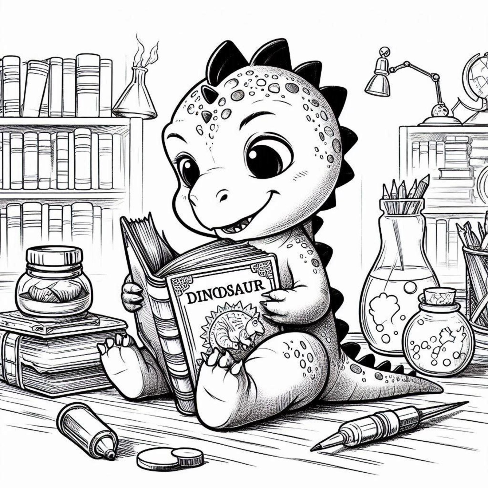 30 Coloring Sheets for Children With Funny Dinosaurs - Etsy