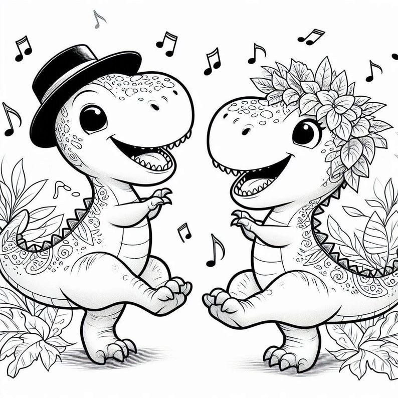 30 Coloring Sheets for Children With Funny Dinosaurs - Etsy