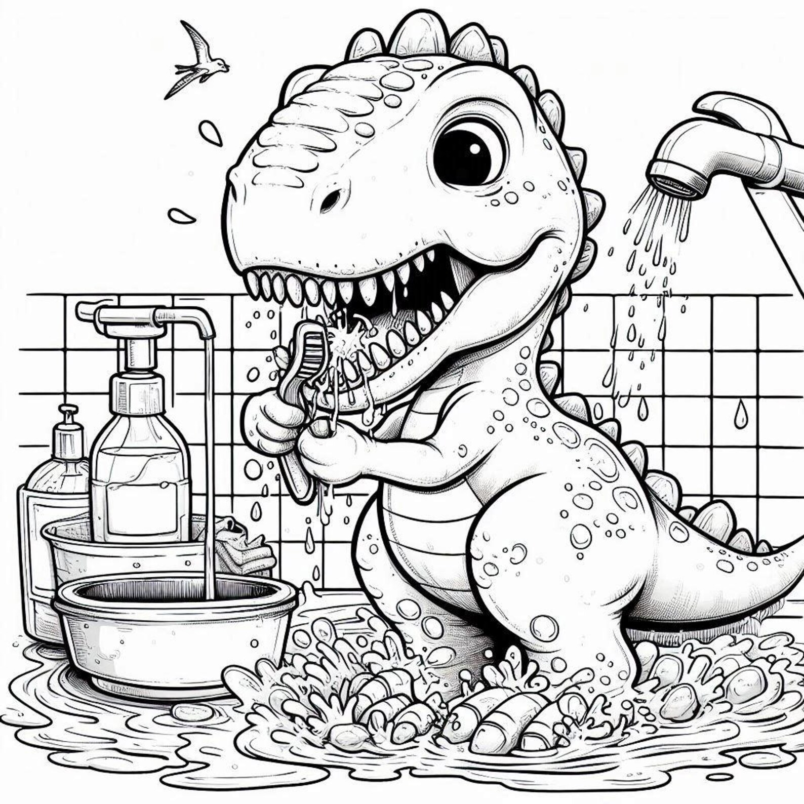 30 Coloring Sheets for Children With Funny Dinosaurs - Etsy