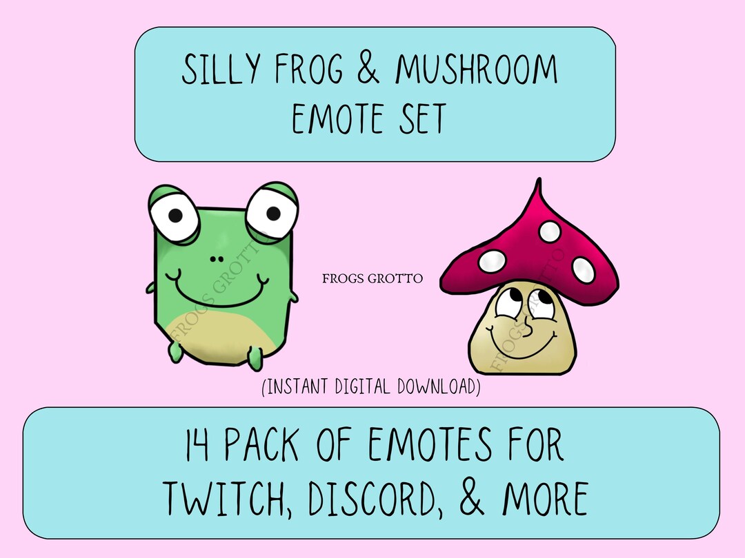 Silly Frog & Mushroom Emotes | 14 Twitch Emotes Pack | Digital Download ...