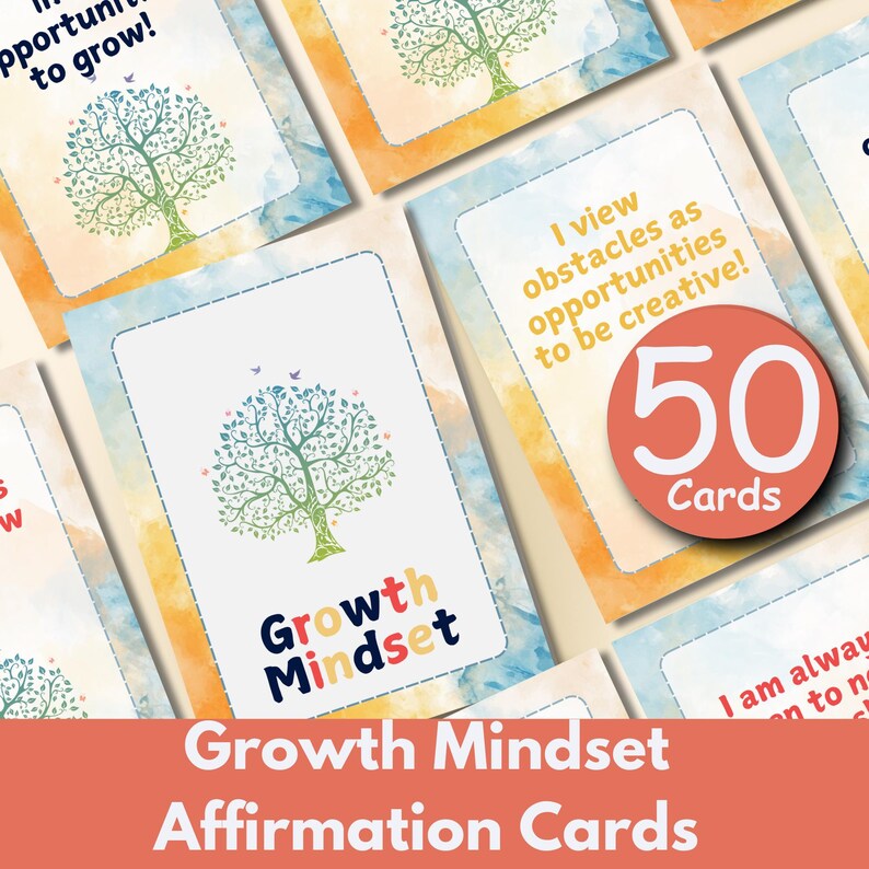 Growth Mindset Affirmation Cards | Printable Self-care (PDF) - Etsy