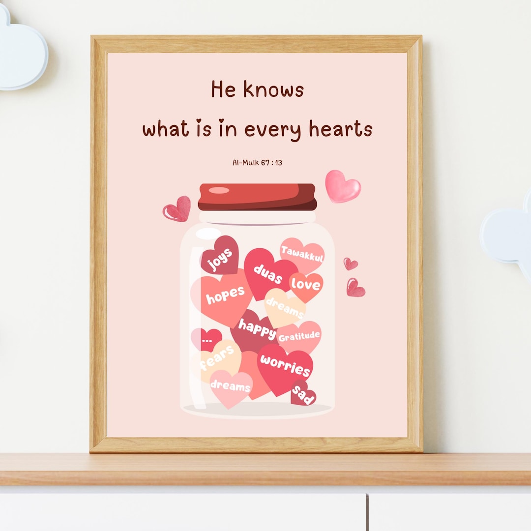 He Knows What is in Every Heart Islamic Emotion Jar Art Al-mulk Quran ...