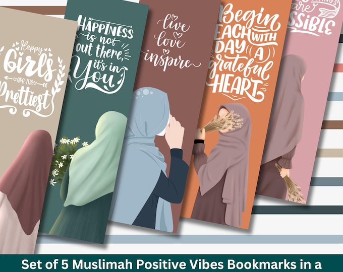 Islamic Printable Bookmarks Quran Verse Bookmark Set of 5 Digital ...