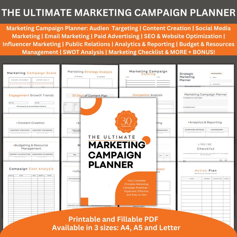 Printable Marketing Campaign Planner | Business Strategy (PDF) - Etsy