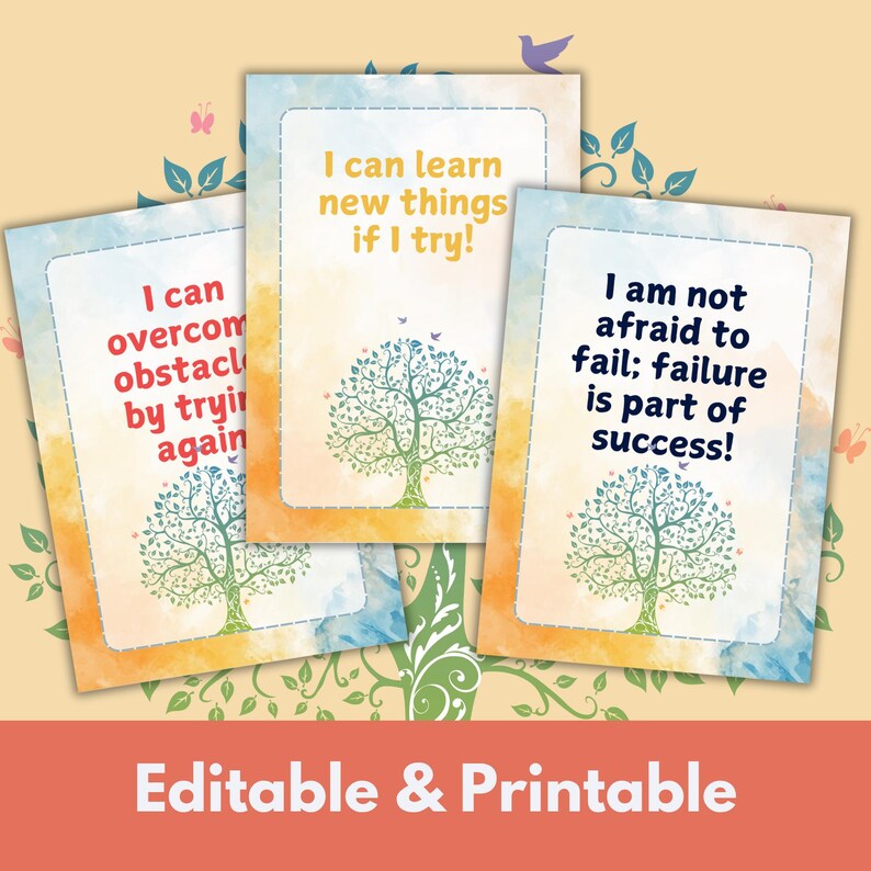 Growth Mindset Affirmation Cards | Printable Self-care (PDF) - Etsy ...