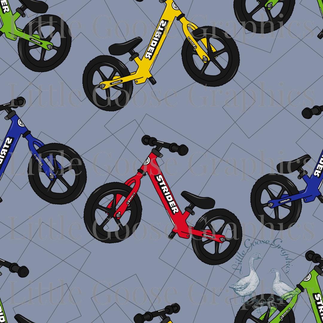 Strider Rider Springtime Bike Hand Drawn Seamless File [digital Design ...