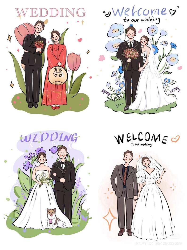 Hand Drawing Wedding Cartoons - Etsy