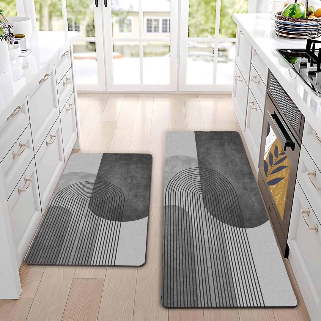 Modern Kitchen Mat, Grey Kitchen Mat, Non-slip Kitchen Mat, Home Decor ...