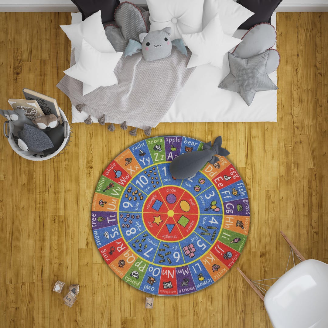 Educational Kid Mat, Playmat for Kids Room, Shapes and Numbers Rug ...