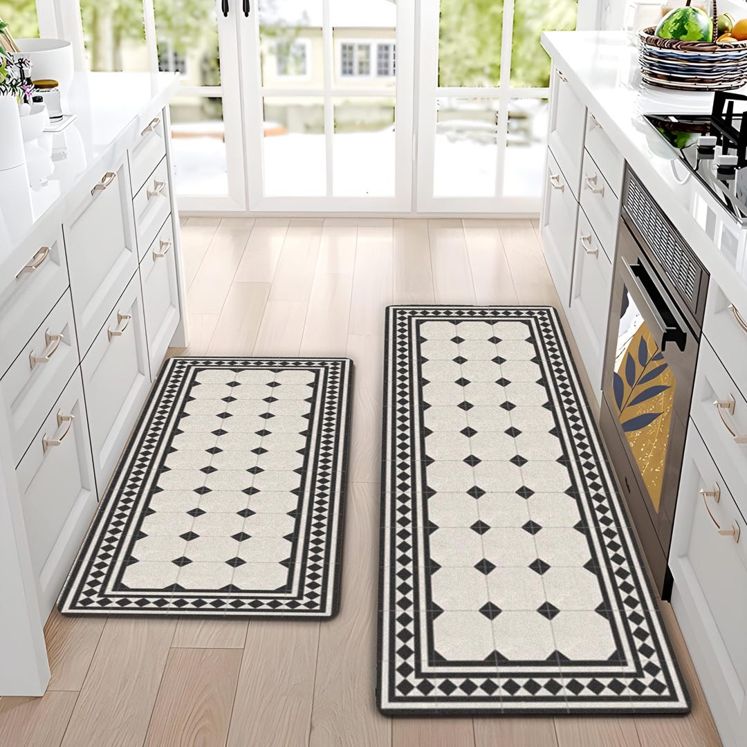 Decorative Kitchen Mat, Black Kitchen Mat, Non-slip Kitchen Mat, Home ...