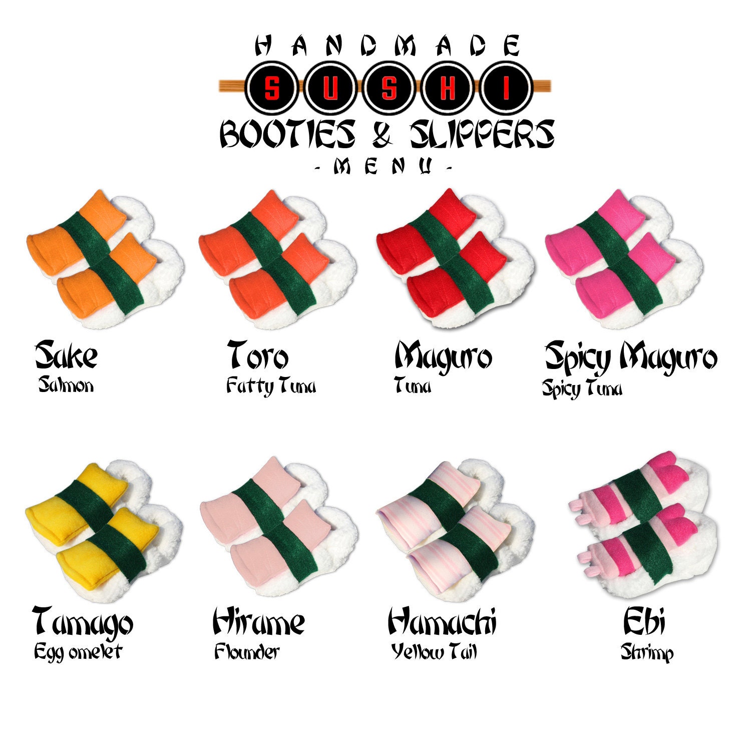 Sushi Slippers® - AND - Sushi Baby Booties® SET - Etsy