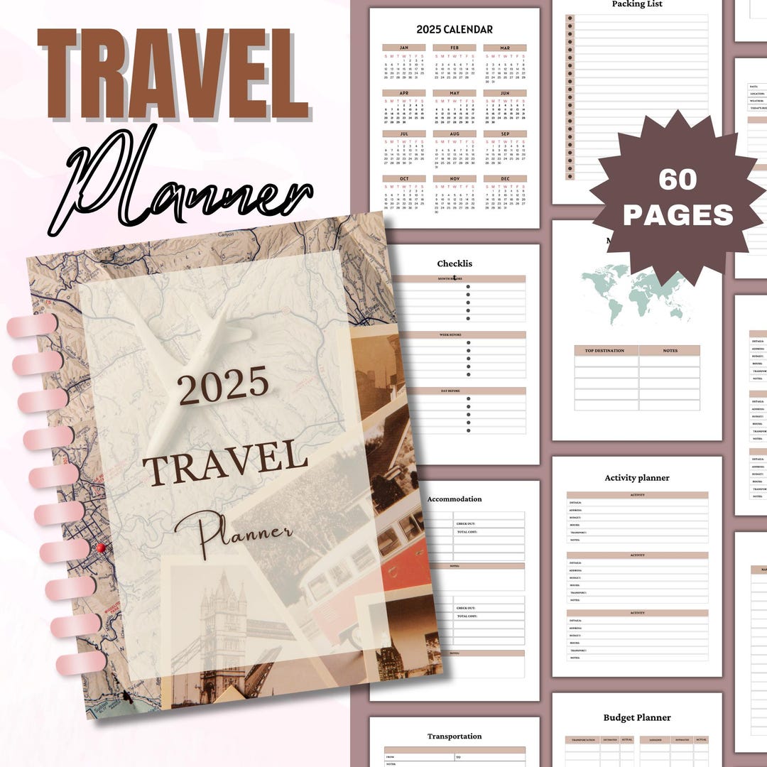 2025 Travel Planner, Vacation Planner, Travel Itinerary, Travel Journal ...