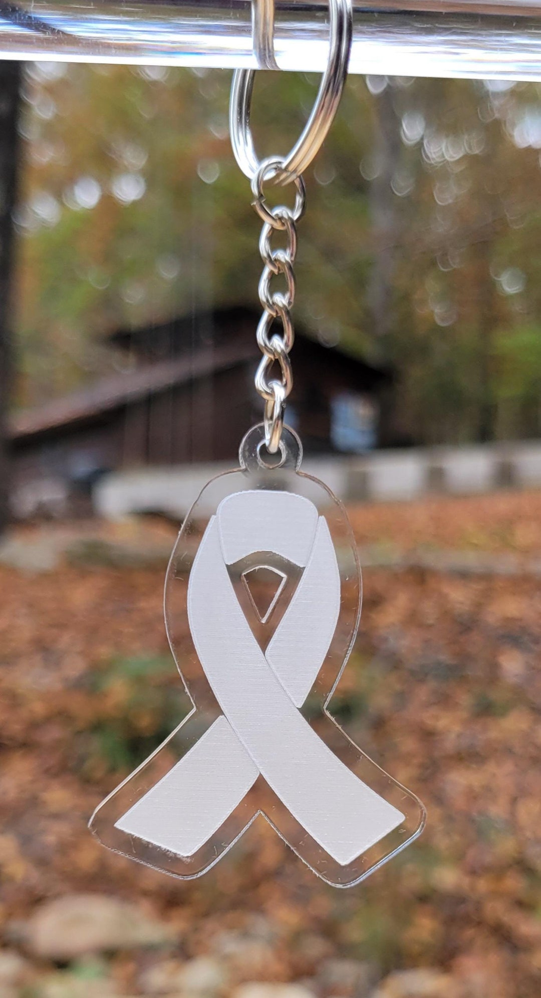 Laser Engraved Cancer Ribbon Keychain - Etsy