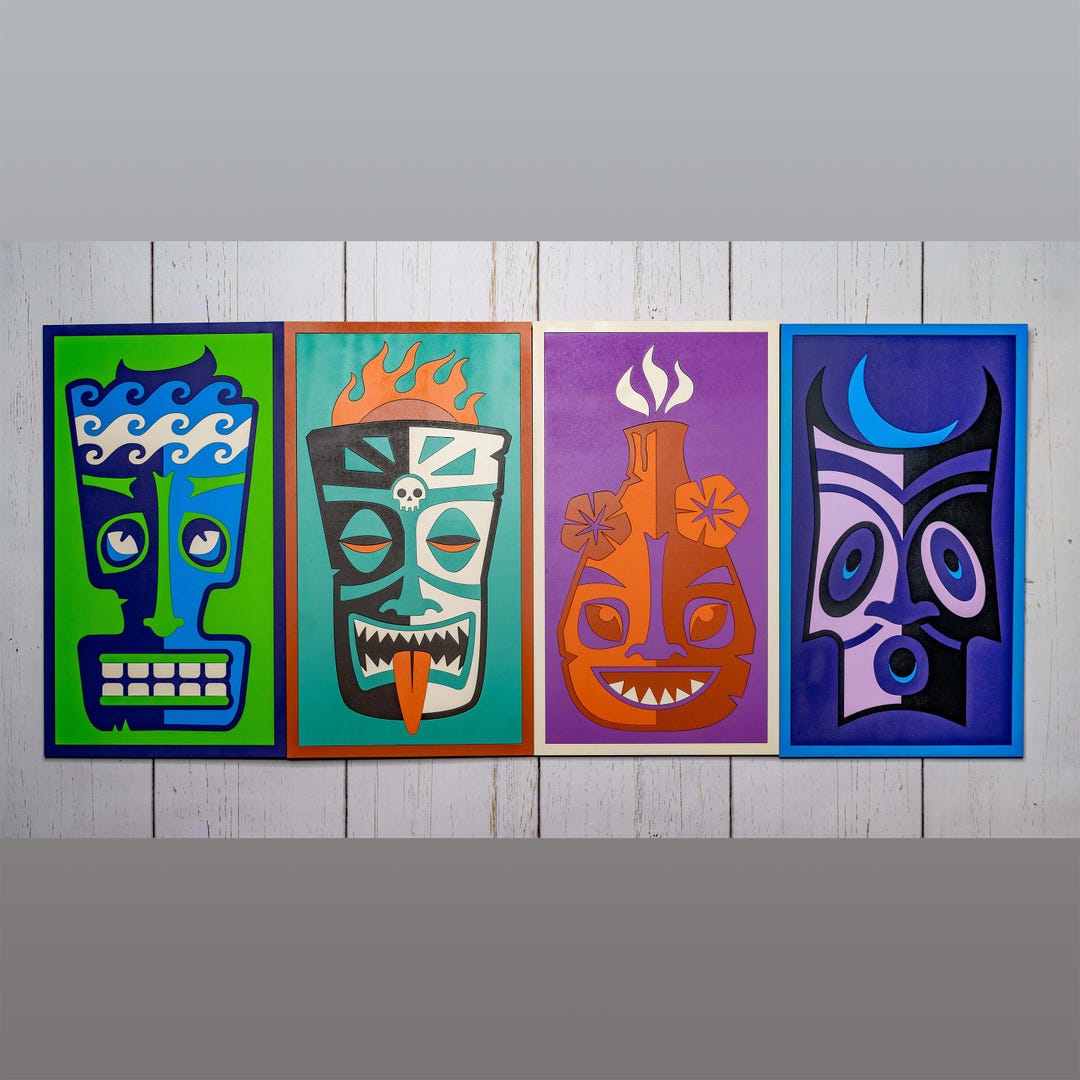 Polynesian God Wall Decor Collection - Sun Moon Water Lava - Etsy