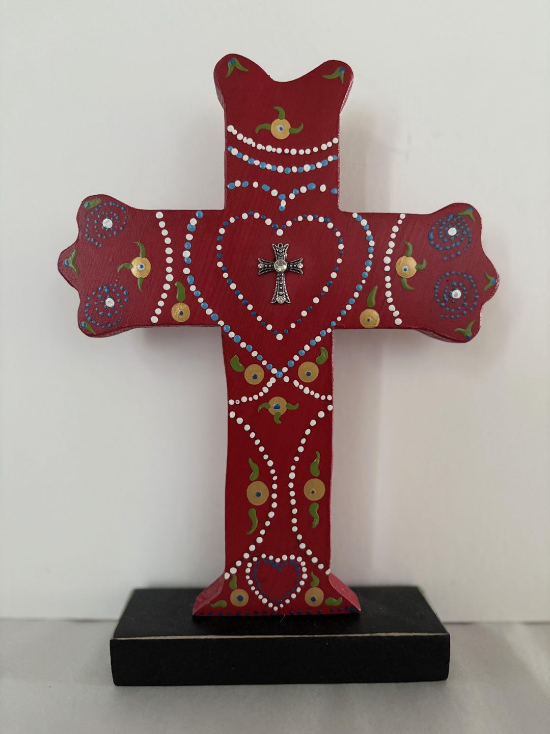 Handpainted Wood Cross: Folk Art Religious Icon, Easter Gift - Etsy