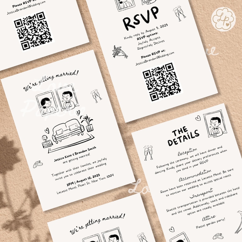 We're Getting Married Wedding Invitation Template : Hand Drawn Canva ...