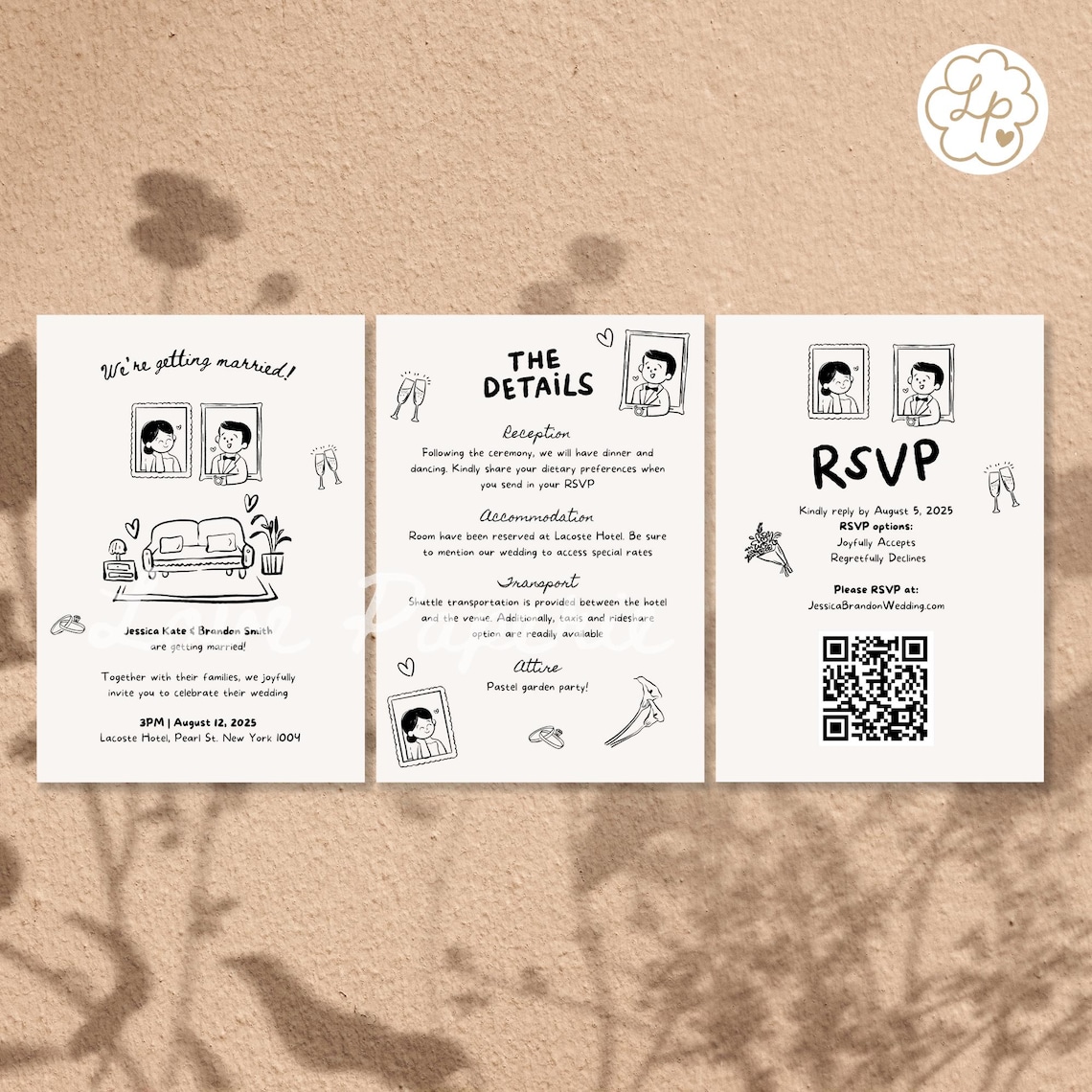 We're Getting Married Wedding Invitation Template : Hand Drawn Canva ...