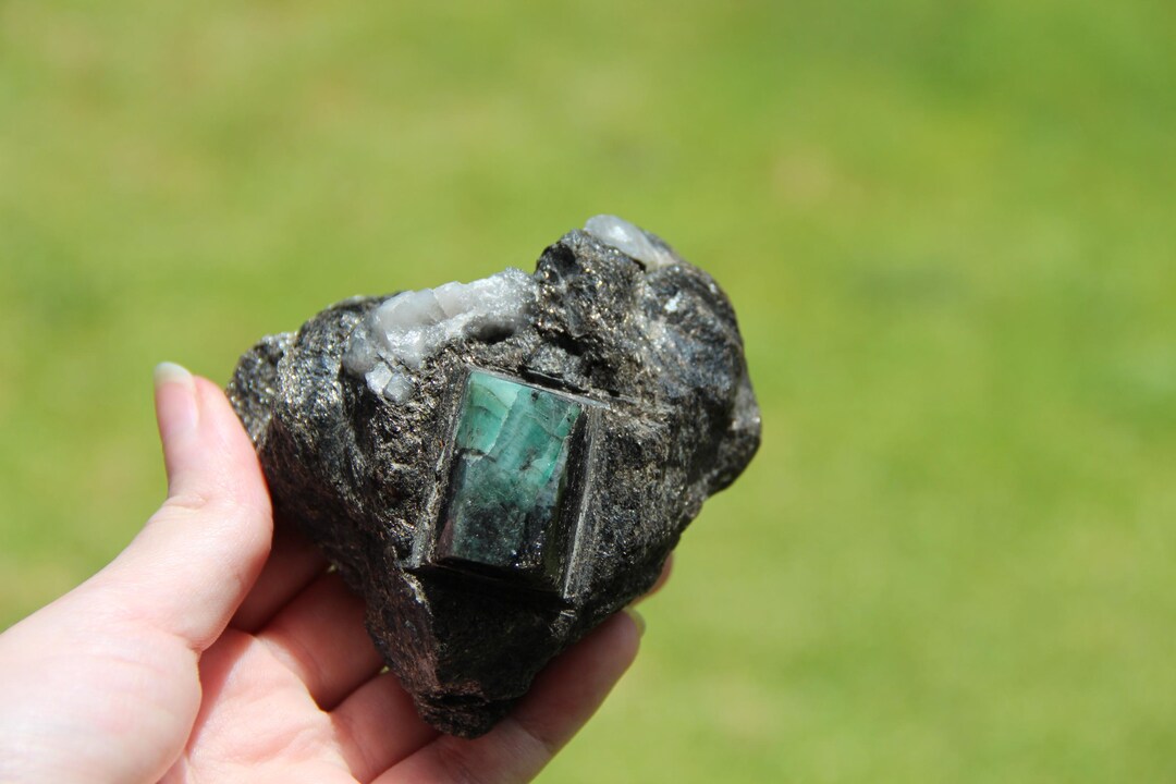 Emerald in Matrix Specimen From Brazil on Stand | Schist Rock, Mica and ...