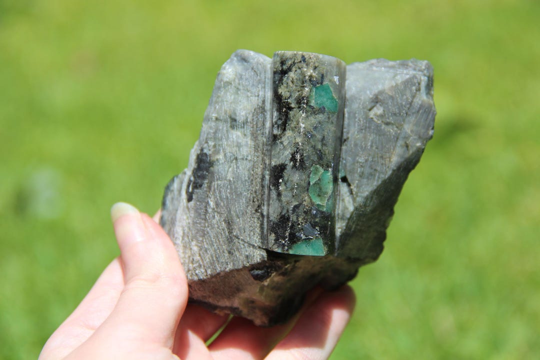 296g Emerald in Matrix Specimen From Brazil on Stand | Schist Rock ...
