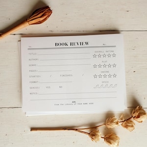 Personalized Heavyweight Minimalist Book Review Cards | Reading Log ...