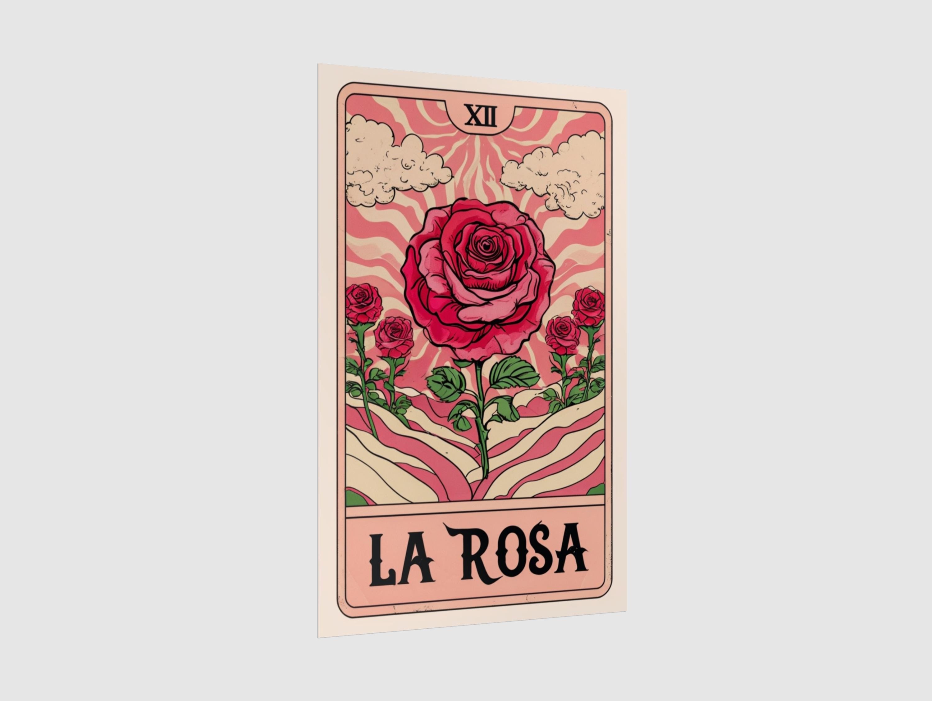 Retro Loteria Poster 'la Rosa', Rose Illustration - Etsy