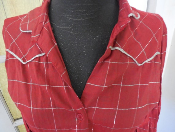 Medium vintage Western shirt with silver thread and p… - Gem