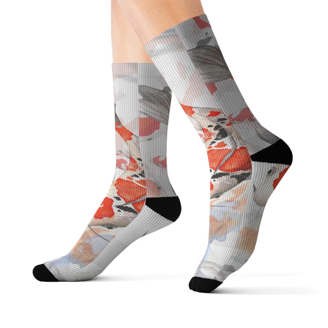 Sublimation Socks, Koi Fish Design, Fish Lover Gift, Colorful Printed ...