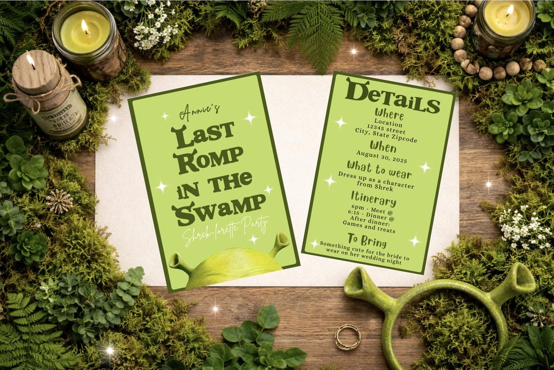 Shrek Themed Bachelorette Party Invitation | Last Romp in the Swamp ...