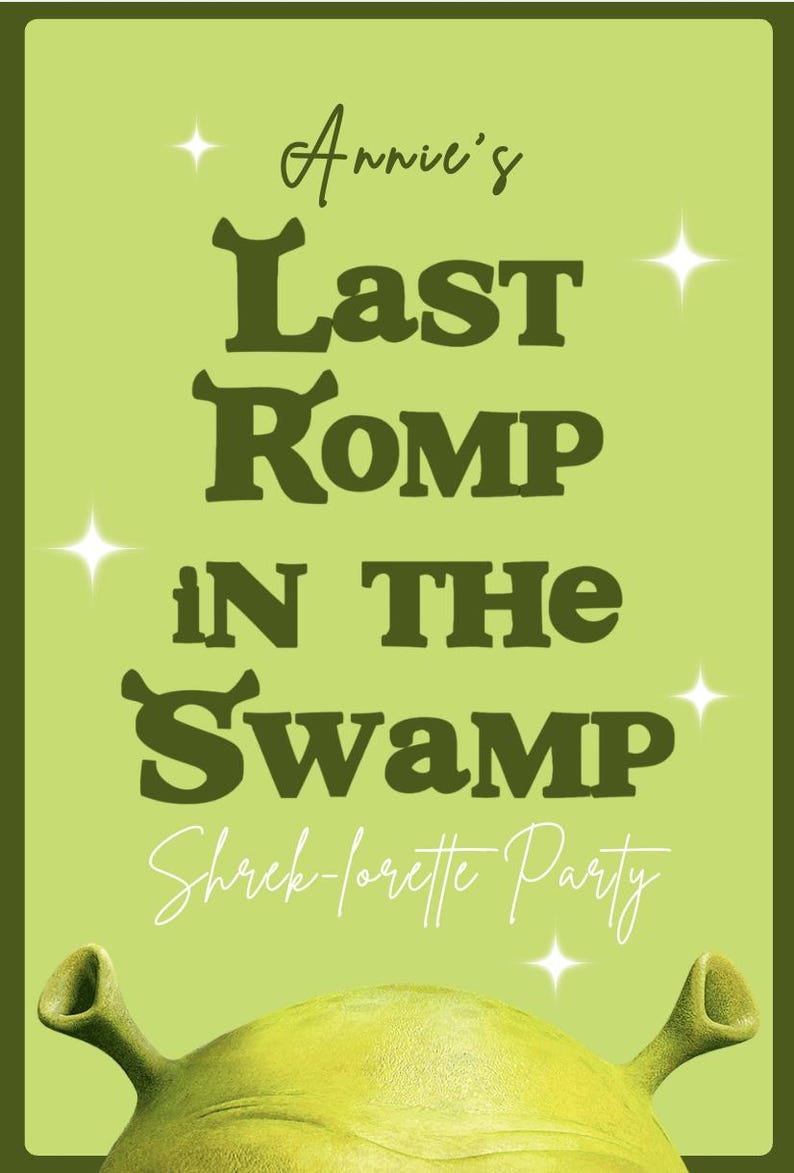 Shrek Themed Bachelorette Party Invitation | Last Romp in the Swamp ...