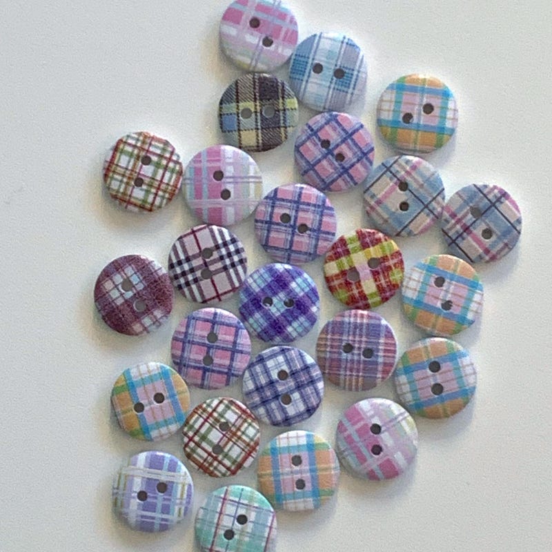 Plaid Buttons - Etsy