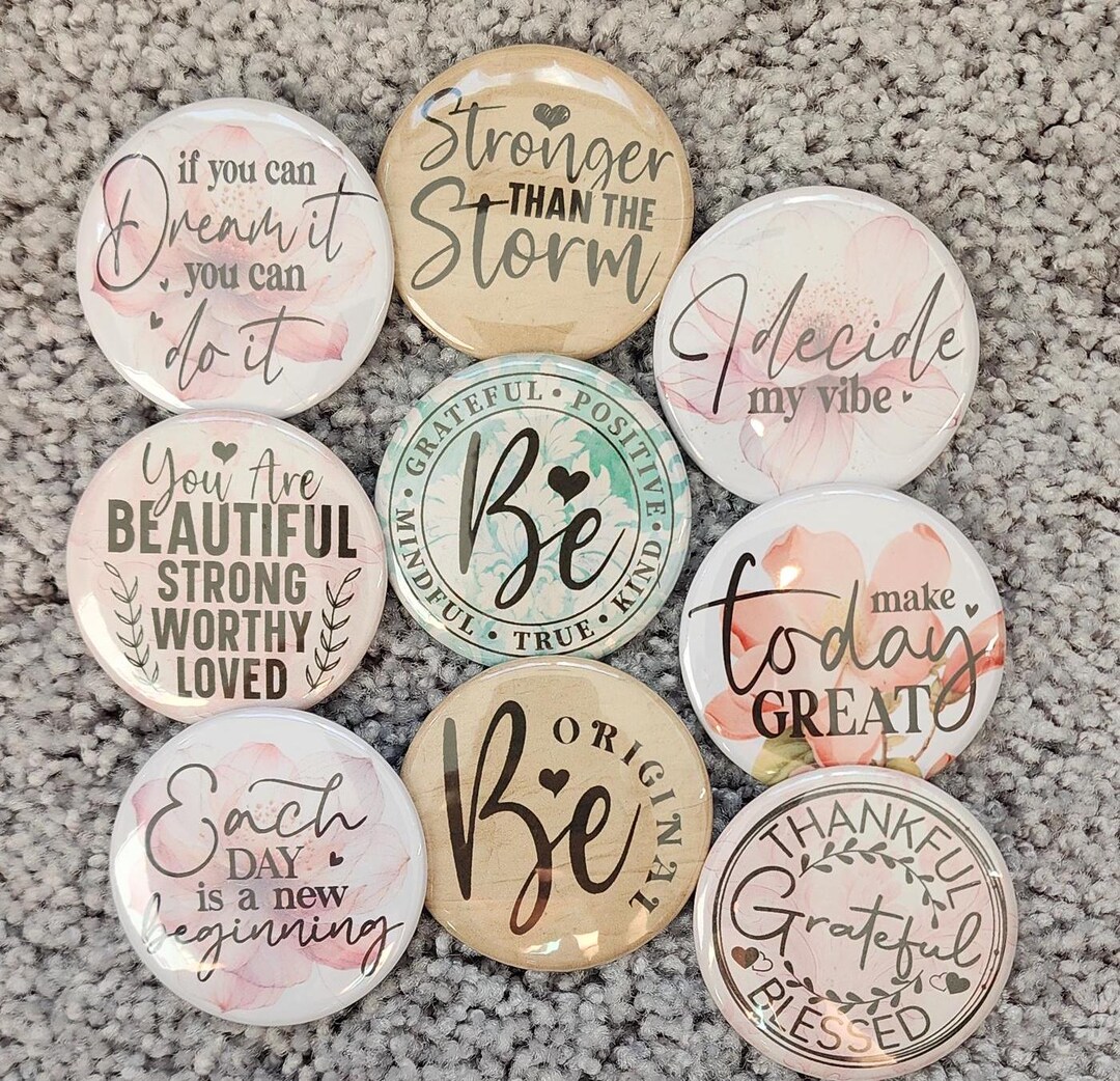 Positivity Mental Health Inspirational Magnets Button Pins | 2" Round ...