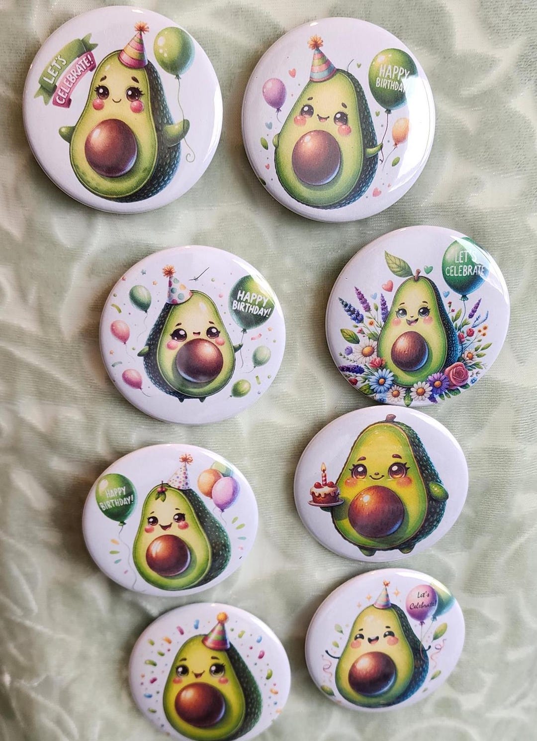 Avocado Birthday Button Pins 2" Round Gift Idea Kid Birthday Party ...