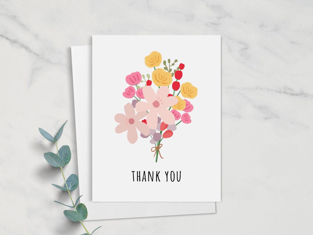 Wildflower Bouquet Thank You Card | Sweet Appreciation Card | A2 ...