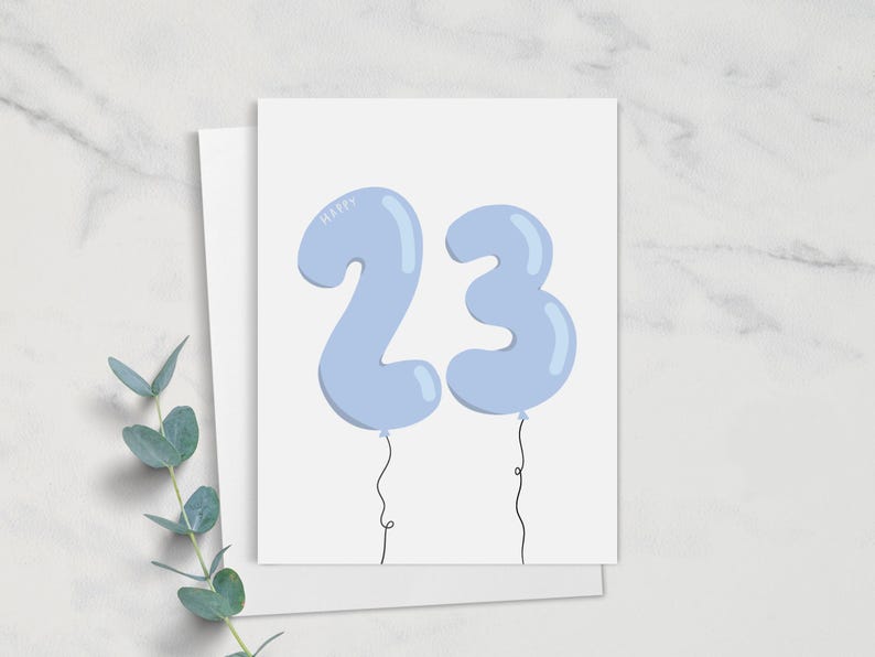 23rd Birthday Balloon Card | Age Milestone Greetings | A2 Handmade - Etsy